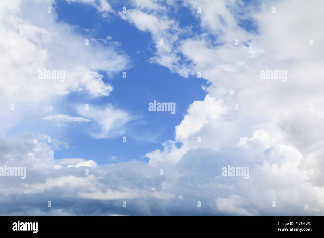 blue sky with big cloud and raincloud, art of nature beautiful and copy ...