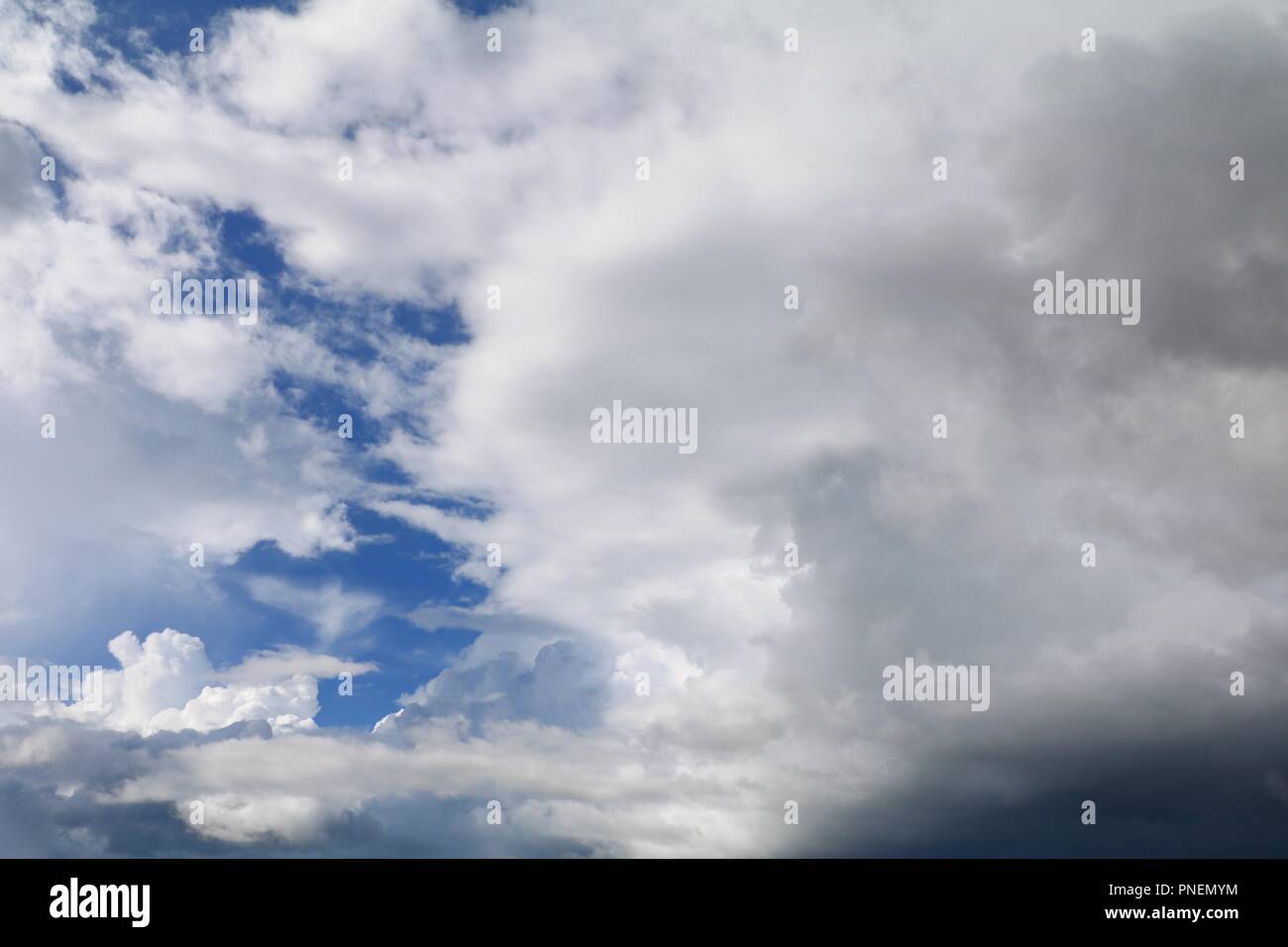 blue sky with big cloud and raincloud, art of nature beautiful and copy ...