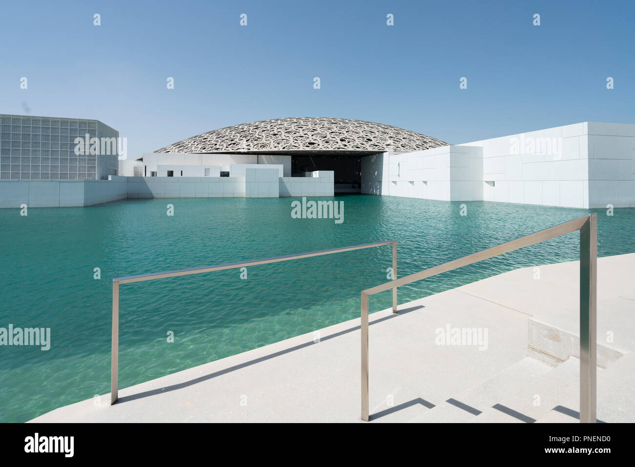Exterior view of the Louvre Abu Dhabi at Saadiyat Island Cultural ...
