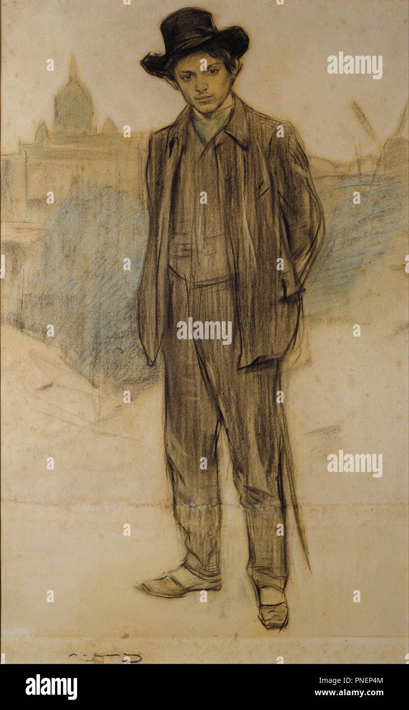 Portrait of Pablo Picasso. Date/Period: Ca. 1900. Drawing. Charcoal and ...