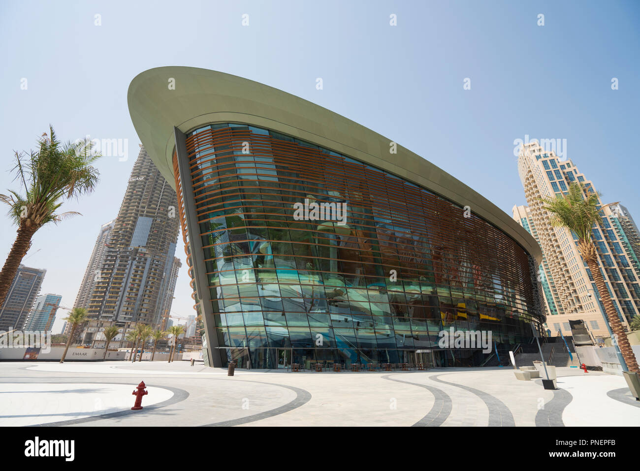 Exterior view of new Dubai Opera House in Downtown Dubai, UAE, United ...
