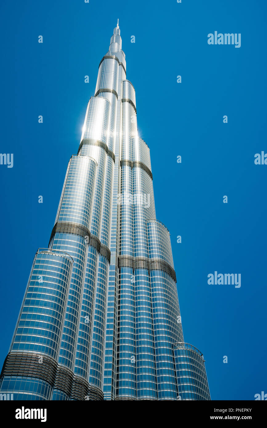 View of the Burj Khalifa skyscraper in Downtown Dubai, UAE Stock Photo ...