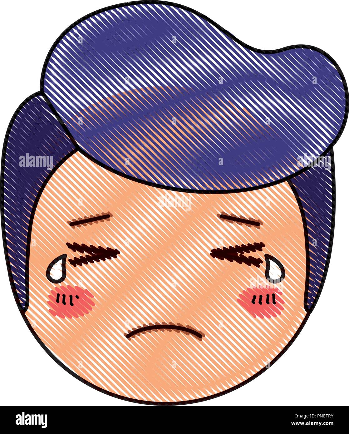cartoon sad man head kawaii character Stock Vector Image & Art - Alamy