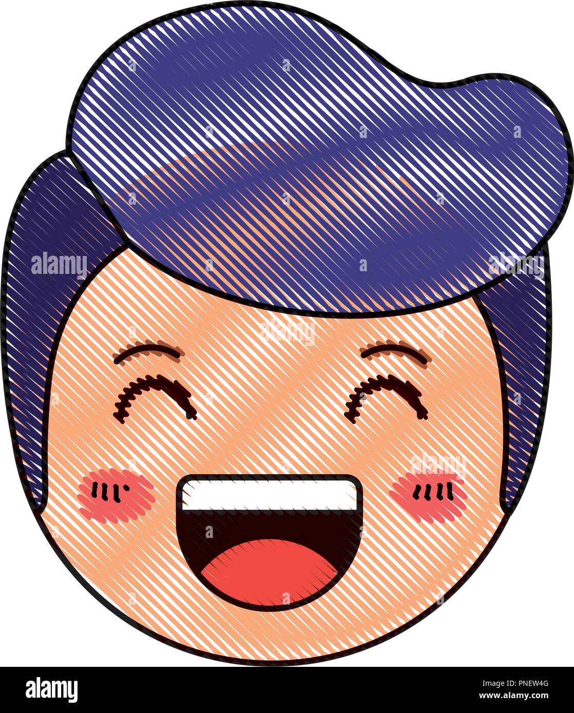 cartoon happy man head kawaii character Stock Vector Image & Art - Alamy