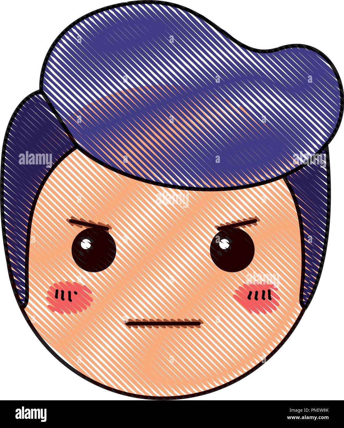 cartoon man angry head kawaii character Stock Vector Image & Art - Alamy