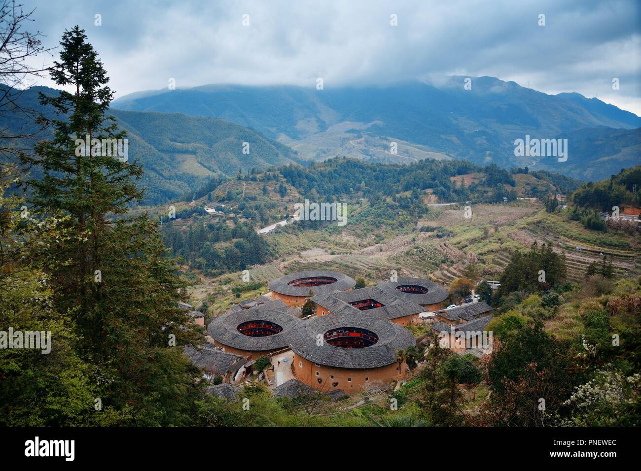 Traditional Tulou building is the unique dwellings of Hakka in Fujian ...