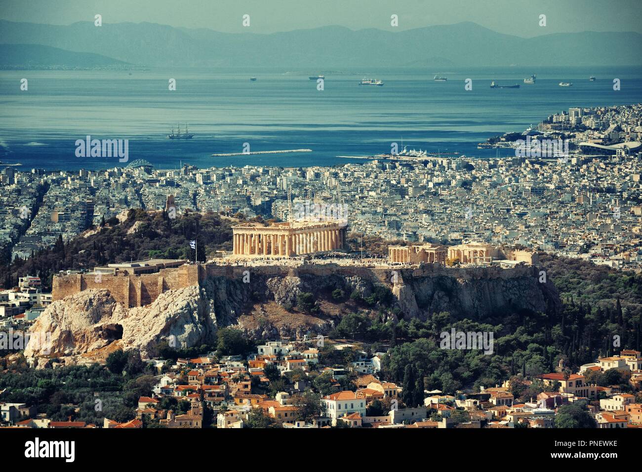 Athens cityscape with Acropolis viewed from above, Greece Stock Photo ...
