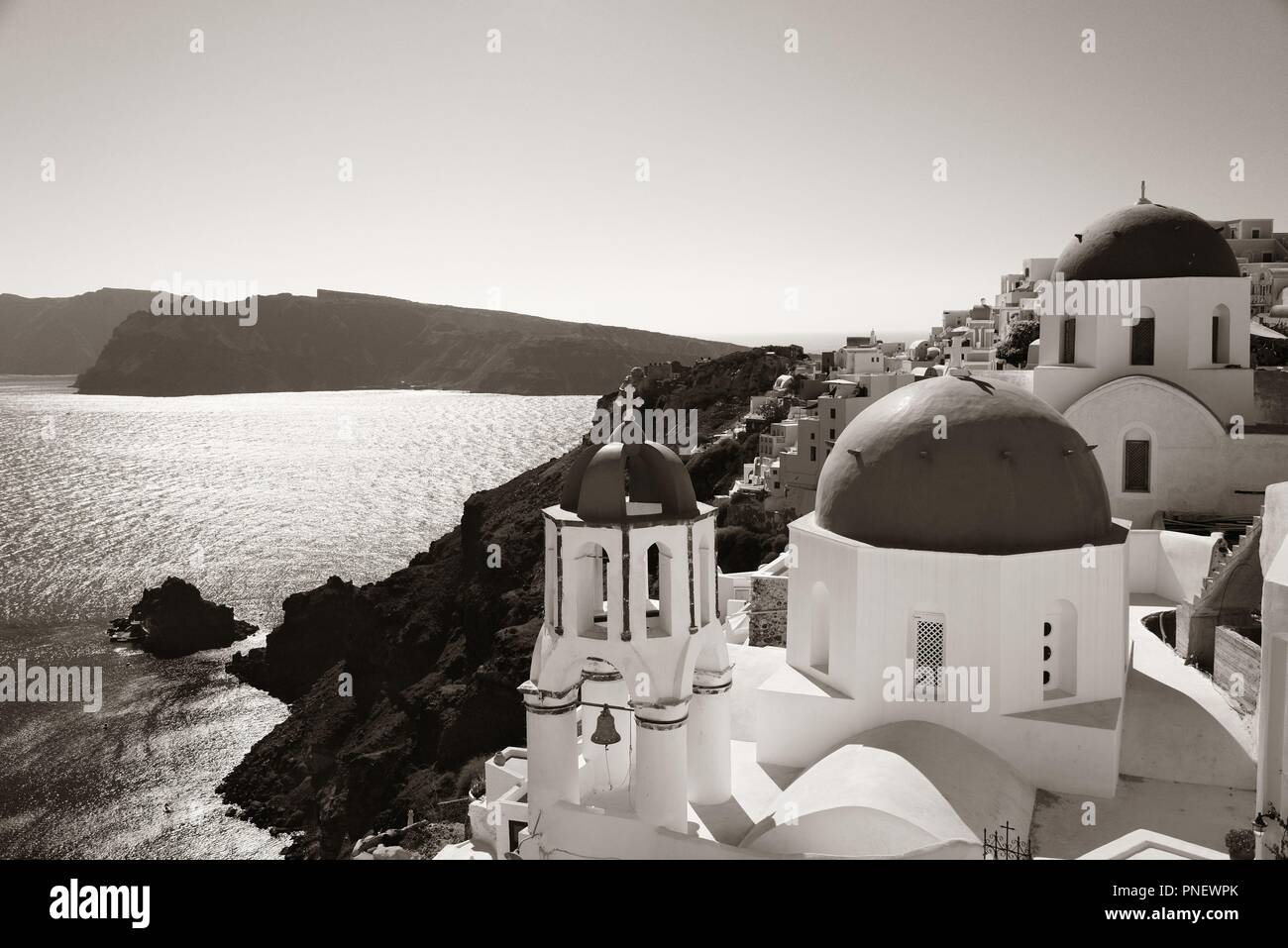 Santorini skyline with buildings in Greece Stock Photo - Alamy