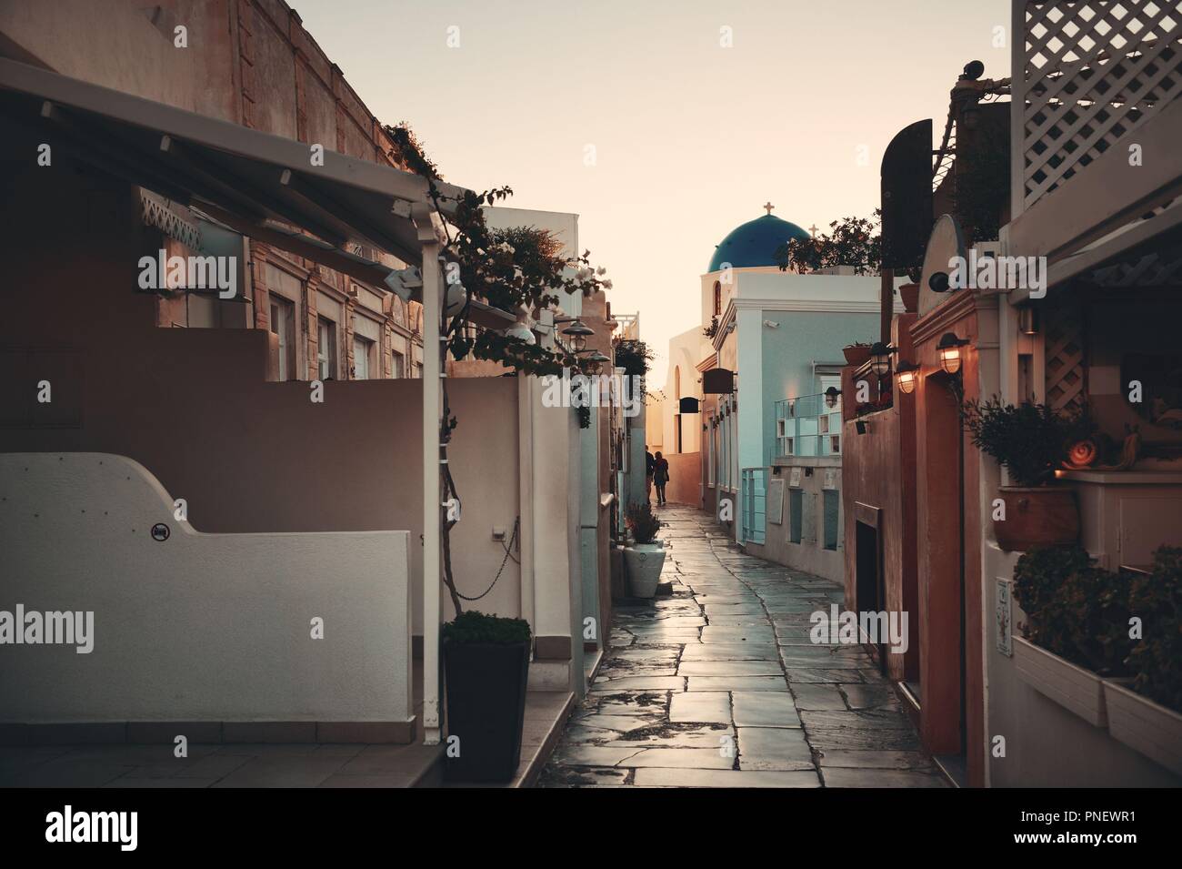 Santorini island street view in Greece Stock Photo - Alamy