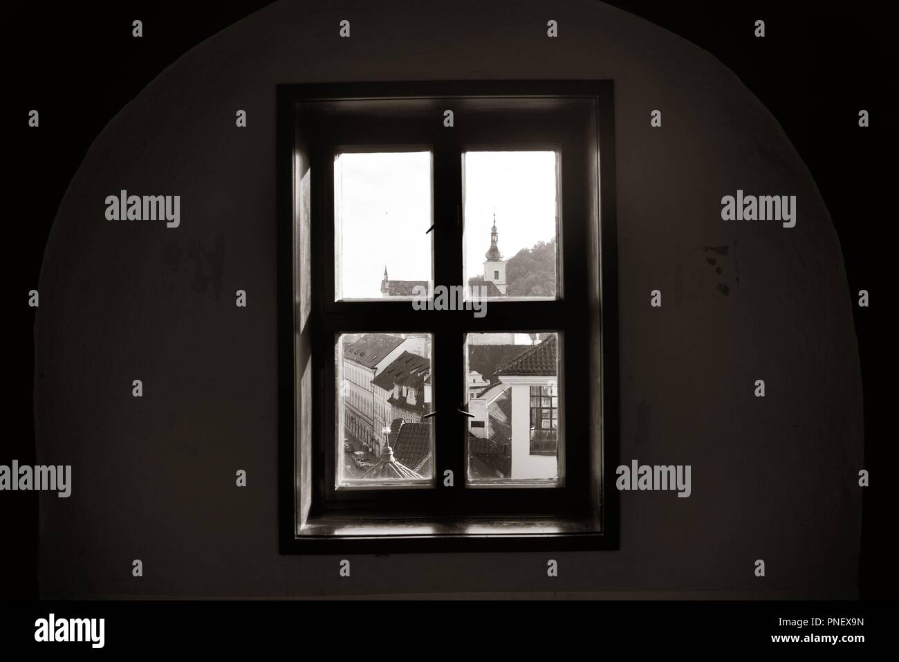 Window view in Prague Czech Republic Stock Photo - Alamy