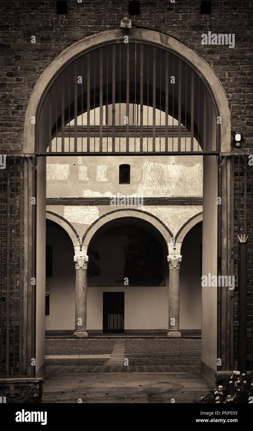 Archway in Landmark Sforza Castle in Milan, Italy Stock Photo - Alamy
