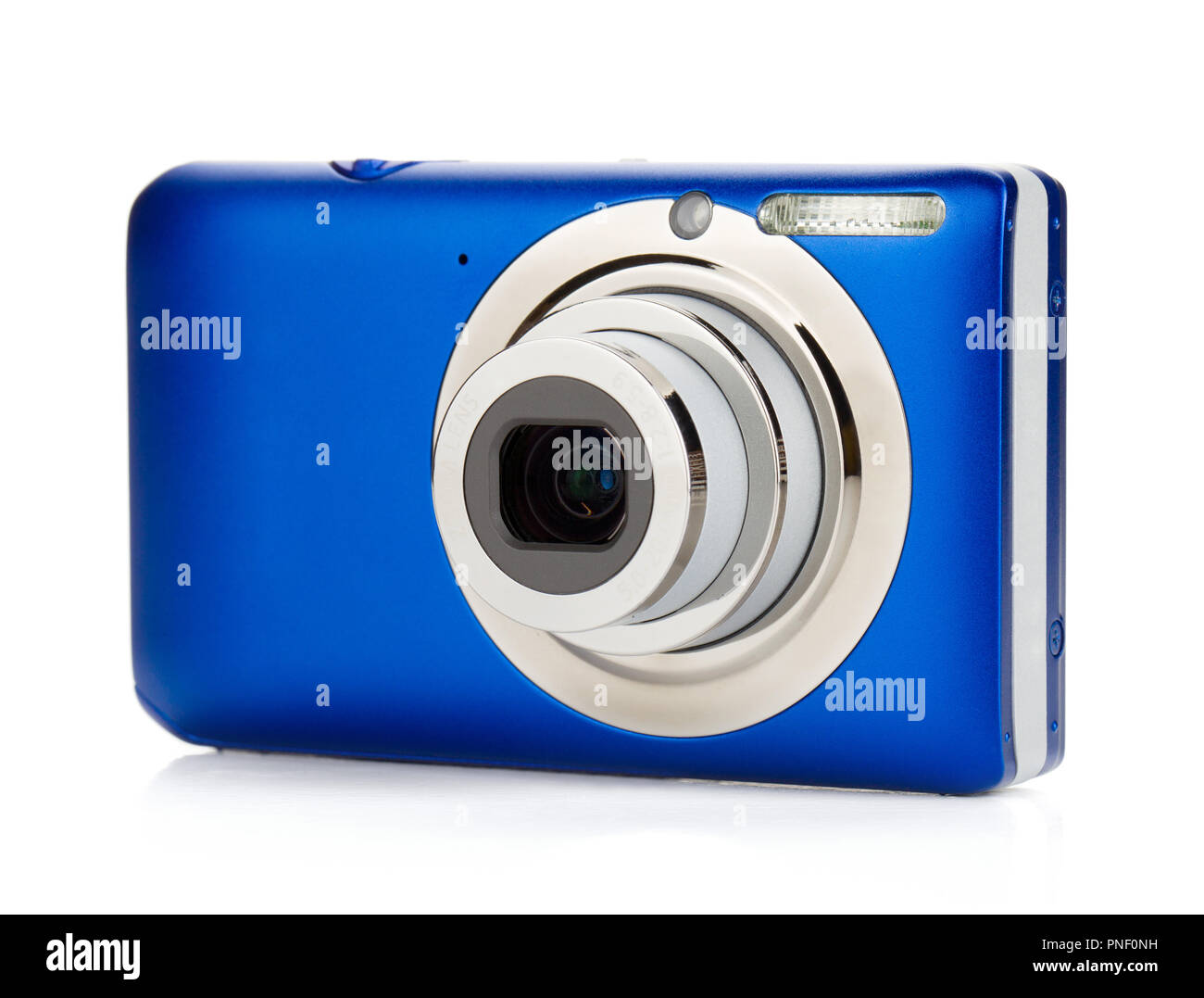 Blue compact camera. Isolated on white background Stock Photo - Alamy