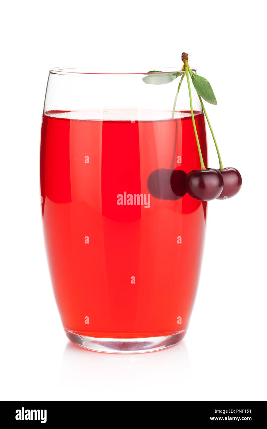 Cherry juice glass. Isolated on white background Stock Photo - Alamy