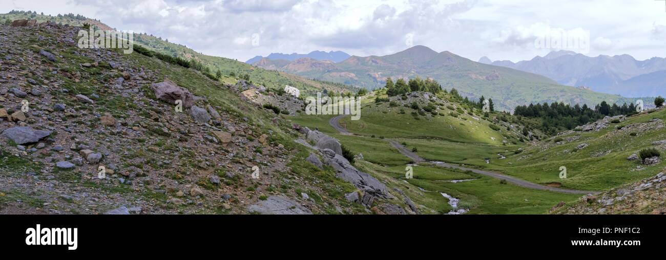 The mountains and the massif along the green path to the Piedrafita de ...