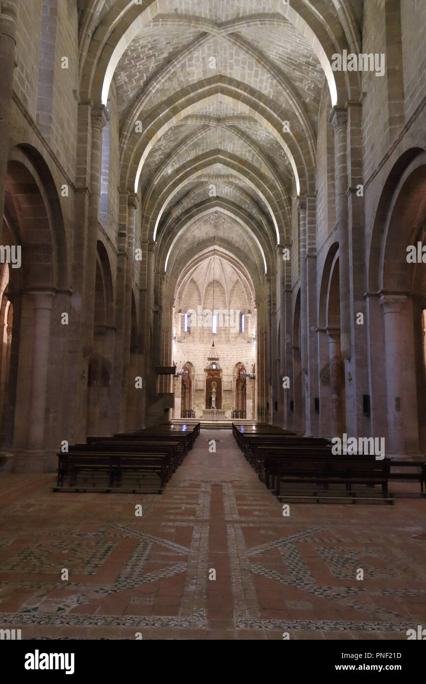 The main central nave, the dome and the baroque retable in the Veruela ...