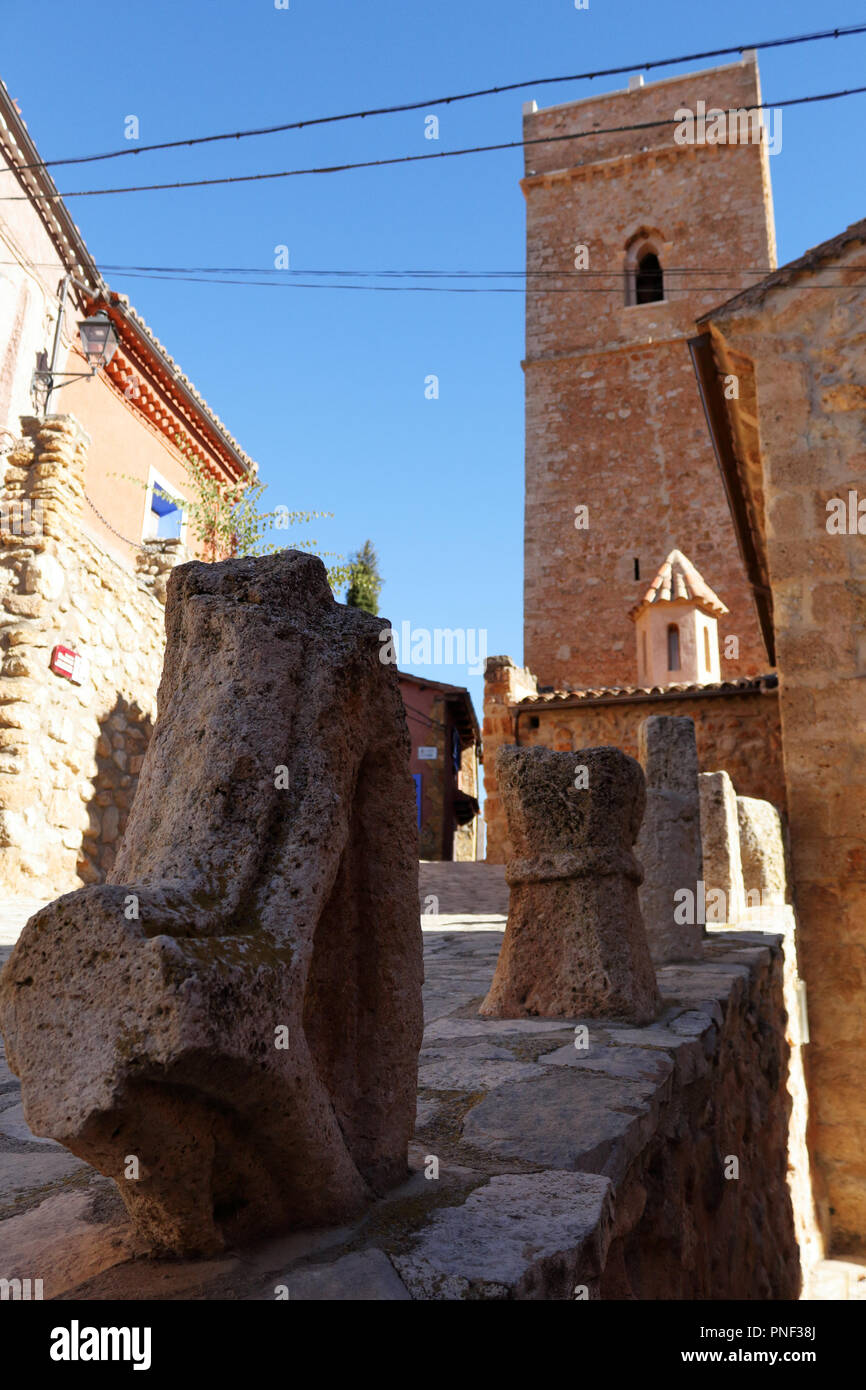 The bell tower of the Saint Blaise church (Iglesia de San Blas) in the ...