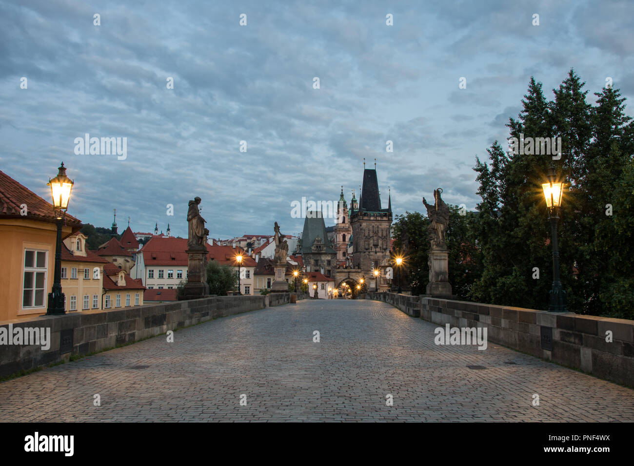 Morning on Charles Bridge in Prague, Czech Republic Stock Photo - Alamy