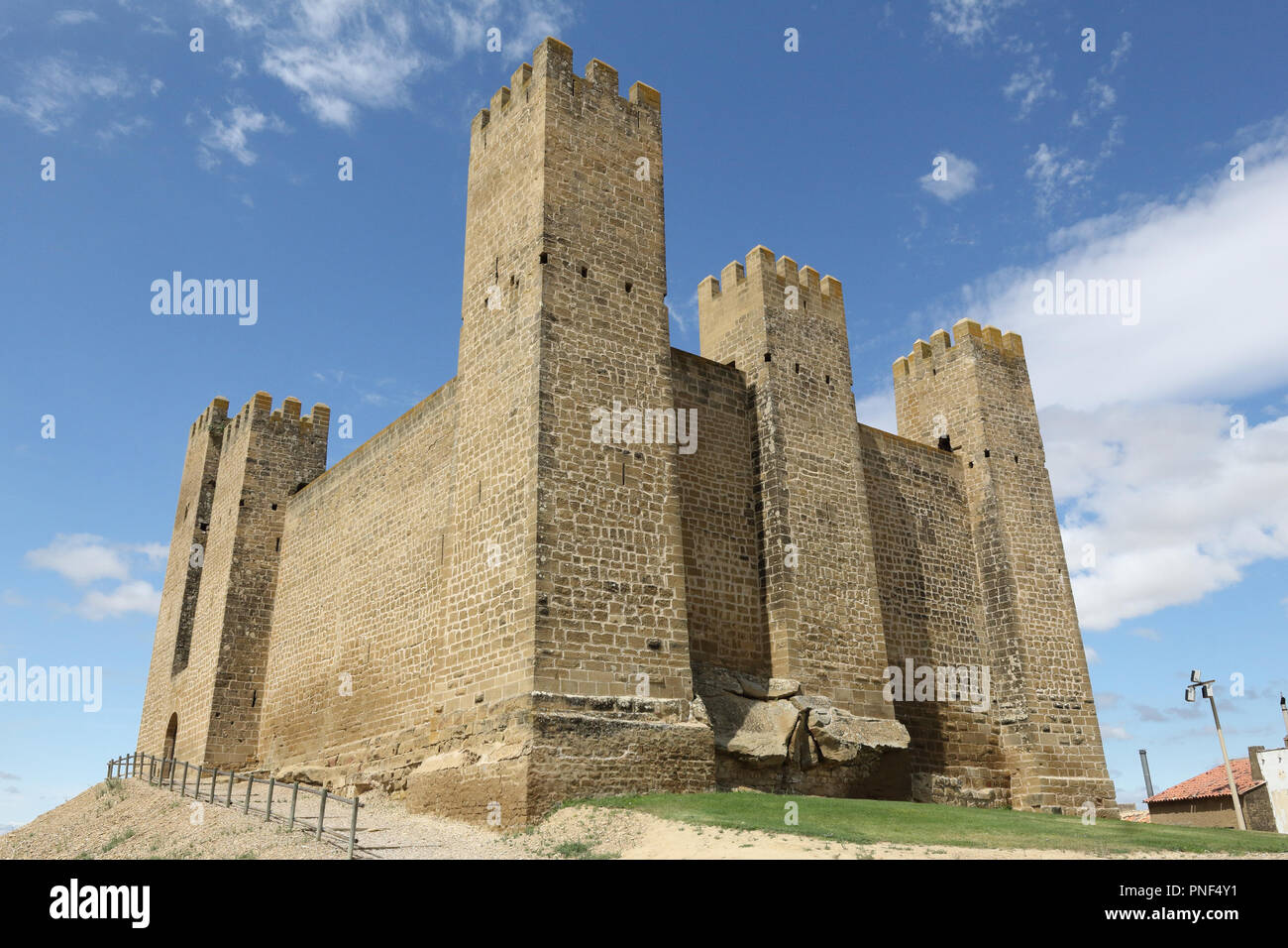 The middle ages stone made ancient castle Castillo de los Bañales, with ...