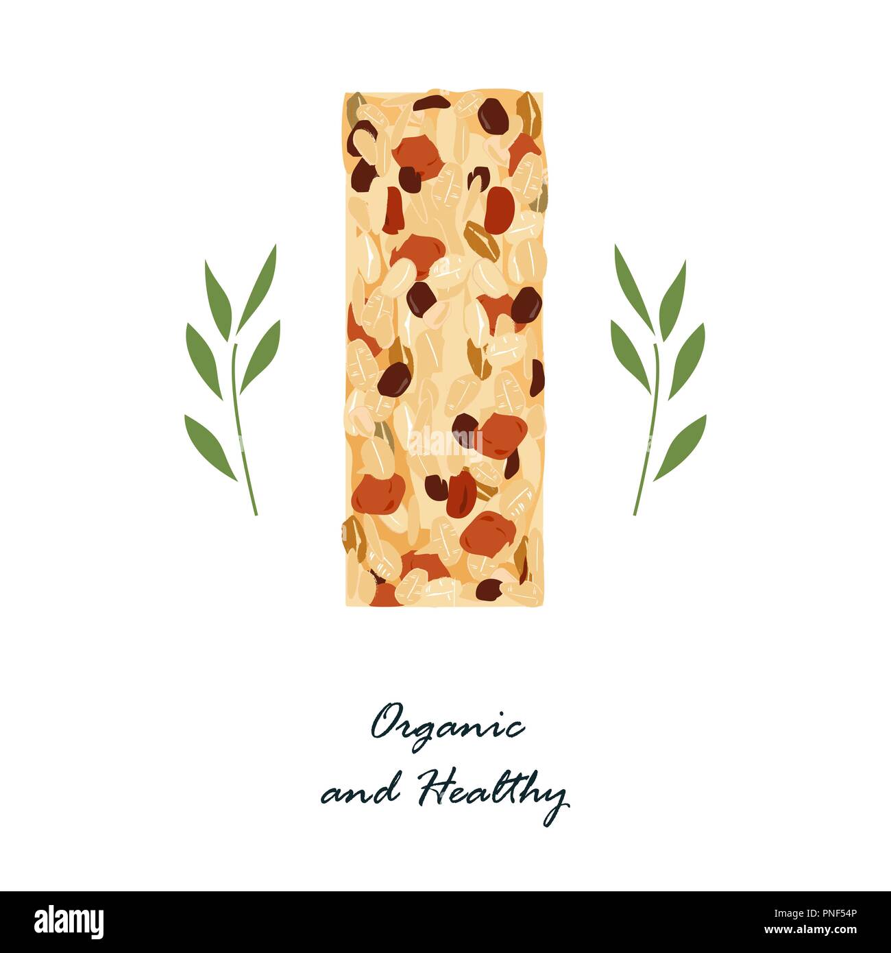 Granola or muesli bar isolated on white. Healthy snack with oats and ...