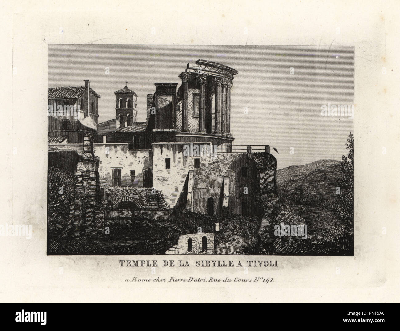 View of the Temple of the Sybil or the Temple of Vesta at Tivoli, 1849 ...