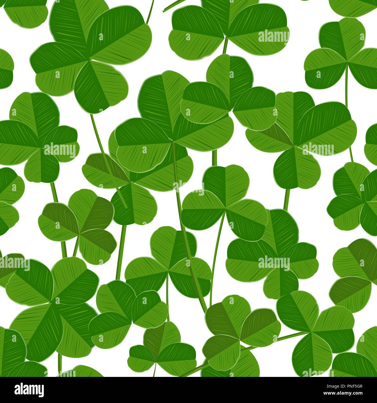Seamless pattern with trefoil and four-leaf clever leaves. Vector ...