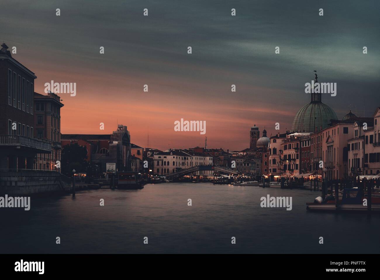 Venice grand canal sunset view with historical buildings. Italy Stock ...
