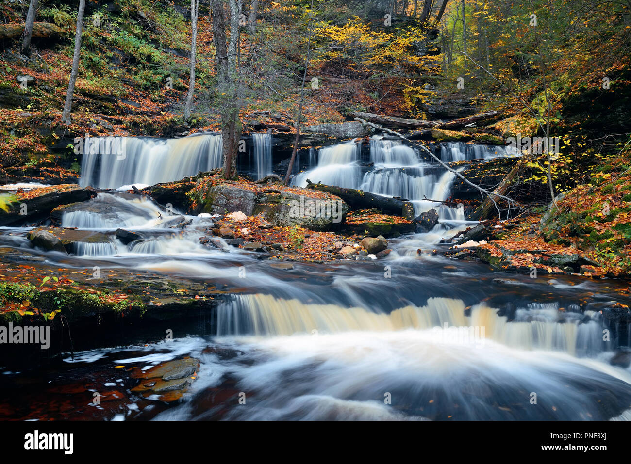 Autumn waterfalls in park with colorful foliage Stock Photo - Alamy