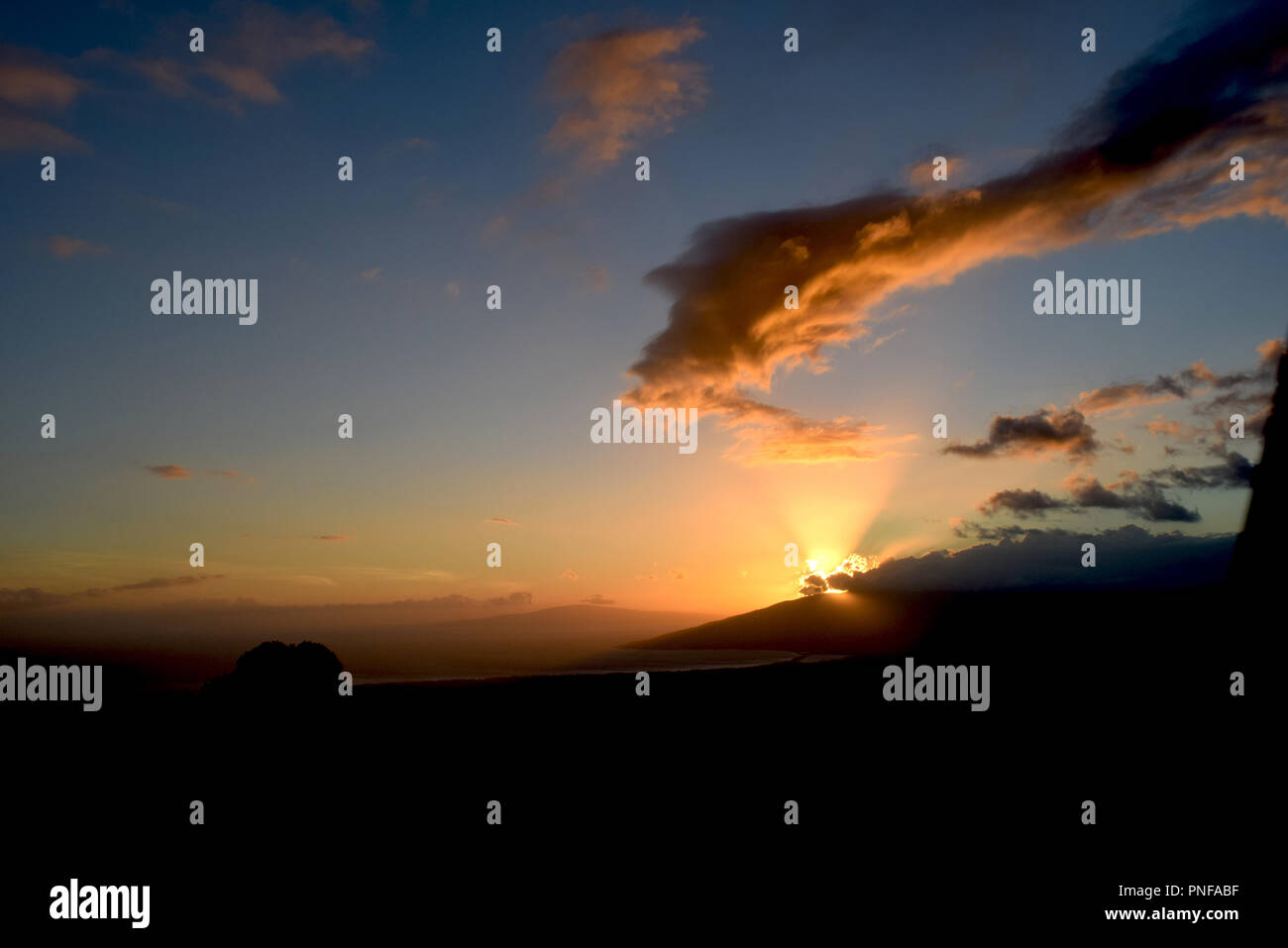 Maui Sunset from Kula, Hawaii Stock Photo - Alamy