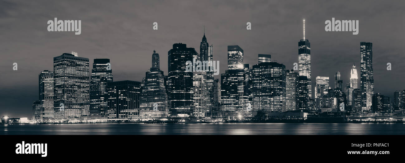 Manhattan Downtown architecture night view Stock Photo - Alamy