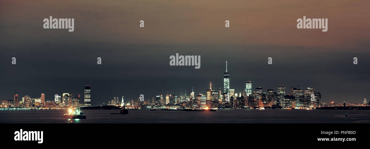 Manhattan Downtown architecture night view Stock Photo - Alamy