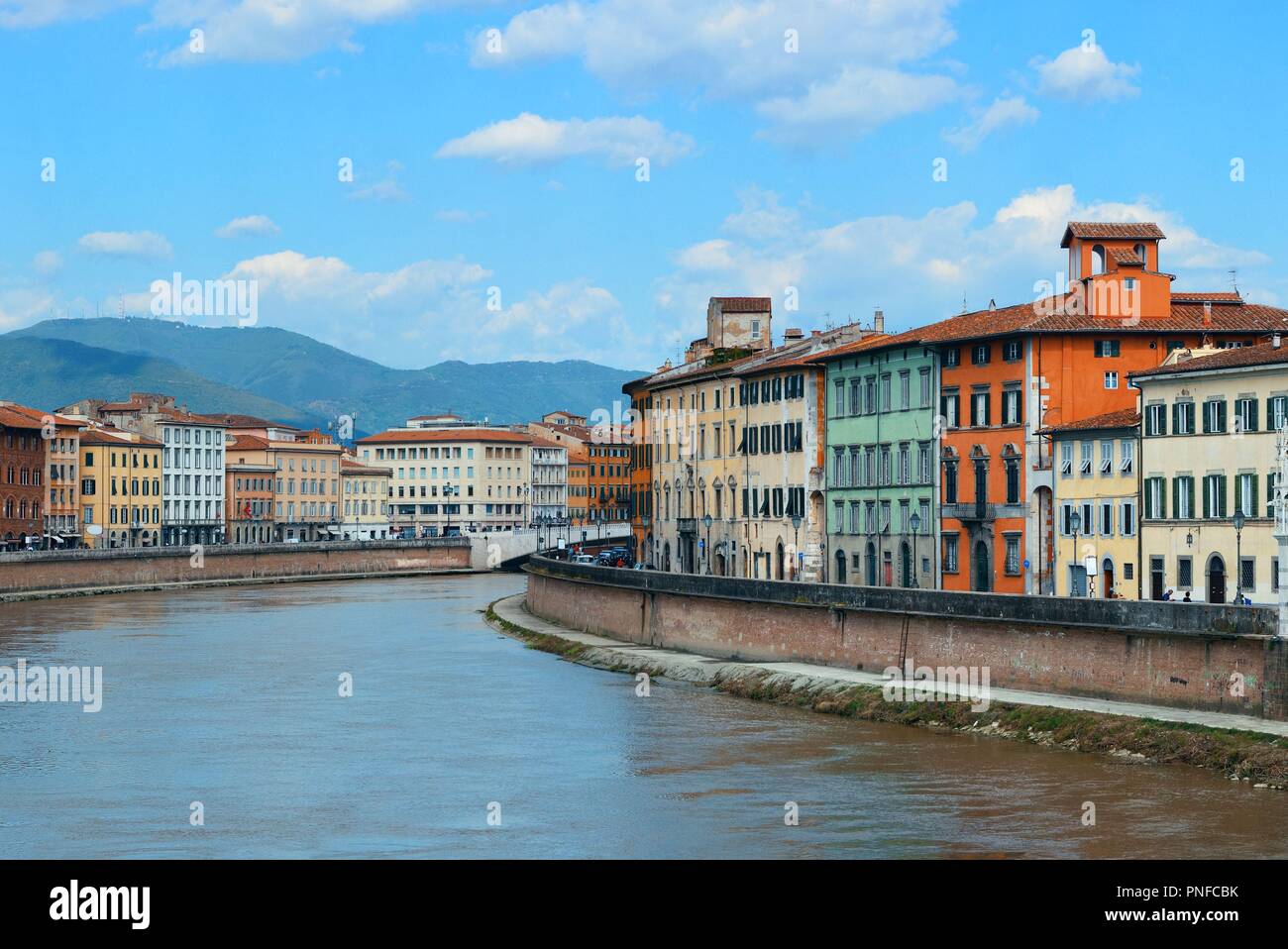 Pisa cityscape over river with architecture in Italy Stock Photo - Alamy
