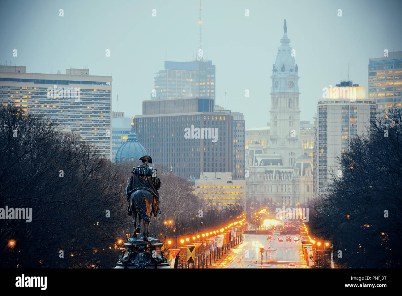 George Washington statue oand street in Philadelphia Stock Photo - Alamy