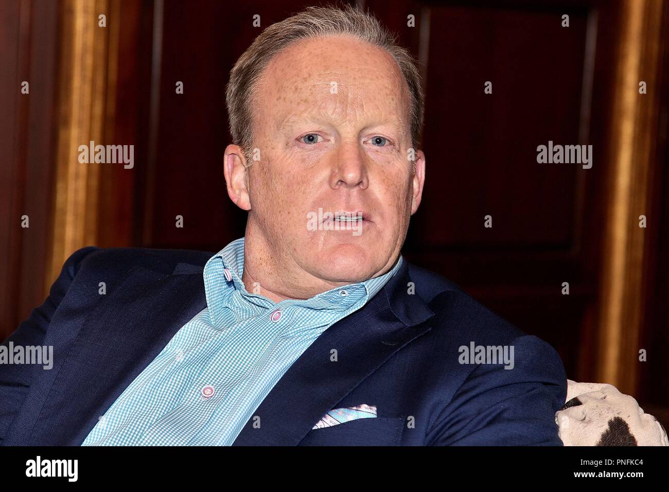 New York, NY, USA. 20th Sep, 2018. Sean Spicer at a public appearance ...