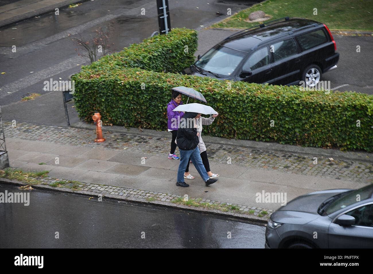 Copenhagen/Denmark 20.September 2018. Rain falls in danish caital ...