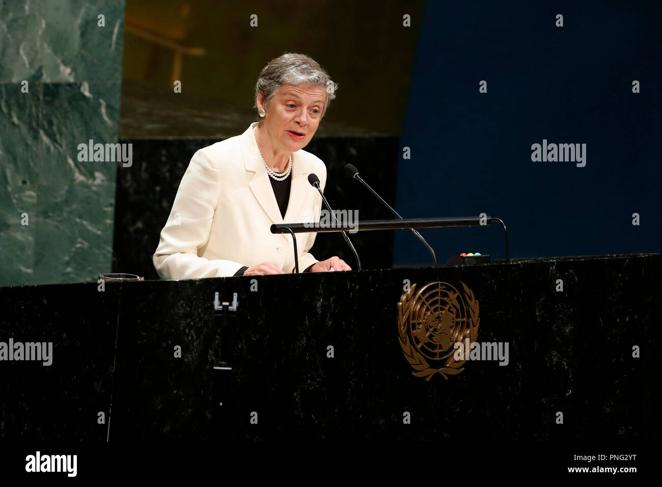 New York, USA. 21st Sept 2018. Nane Annan, wife of former United ...
