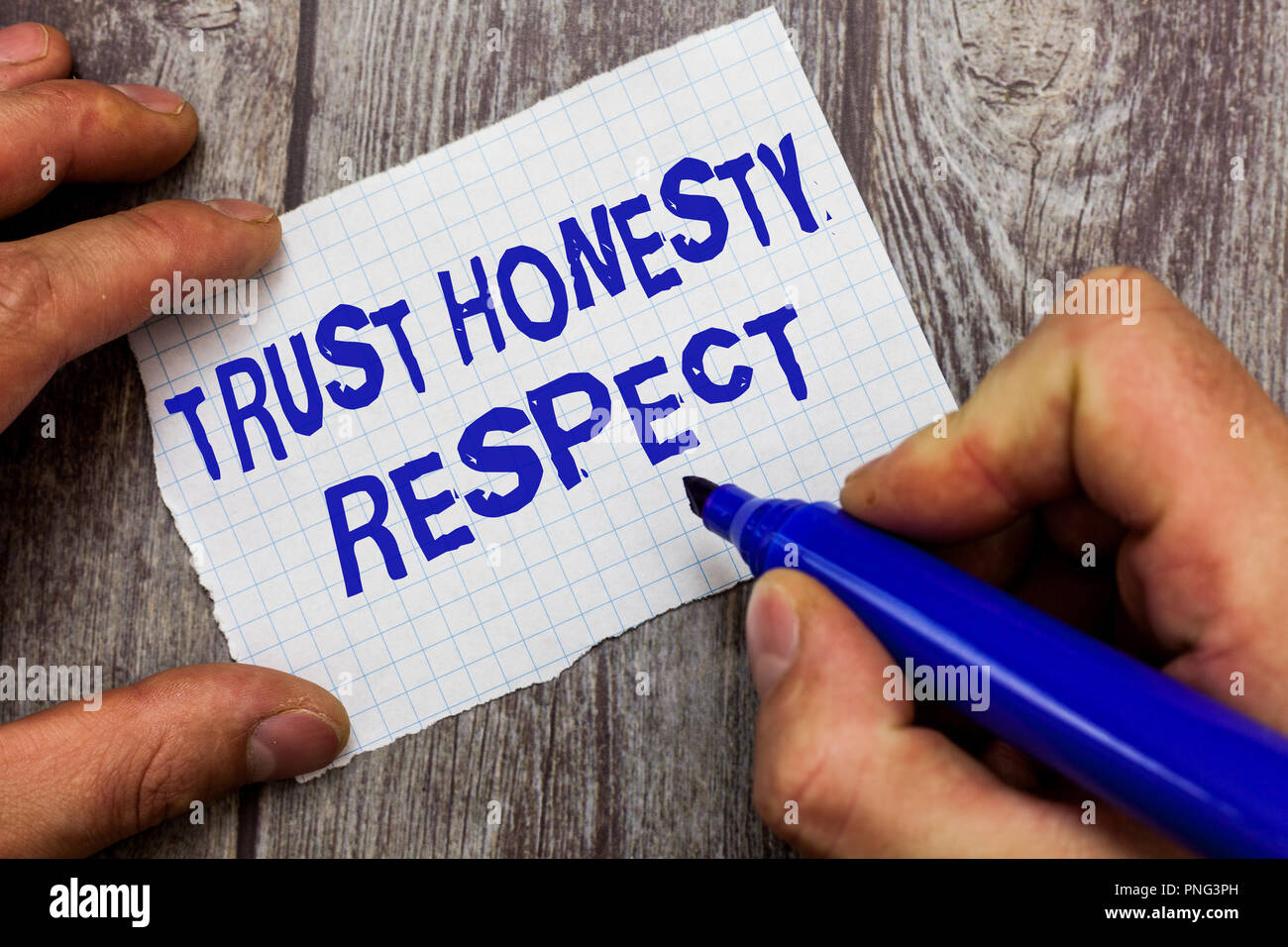 Handwriting text writing Trust Honesty Respect. Concept meaning ...