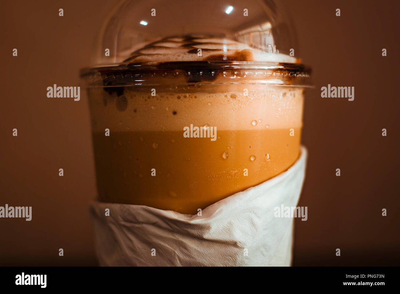 Cold coffee from the side, glass Stock Photo - Alamy
