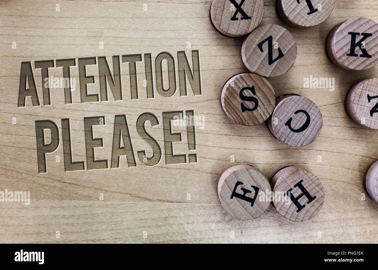 Conceptual hand writing showing Attention Please. Business photo ...
