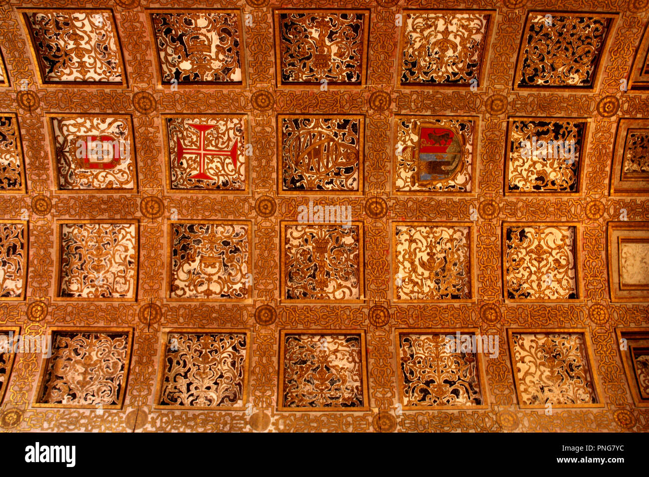 Frescoes in the ceiling (16th century) of the Sacristy at the Templar ...