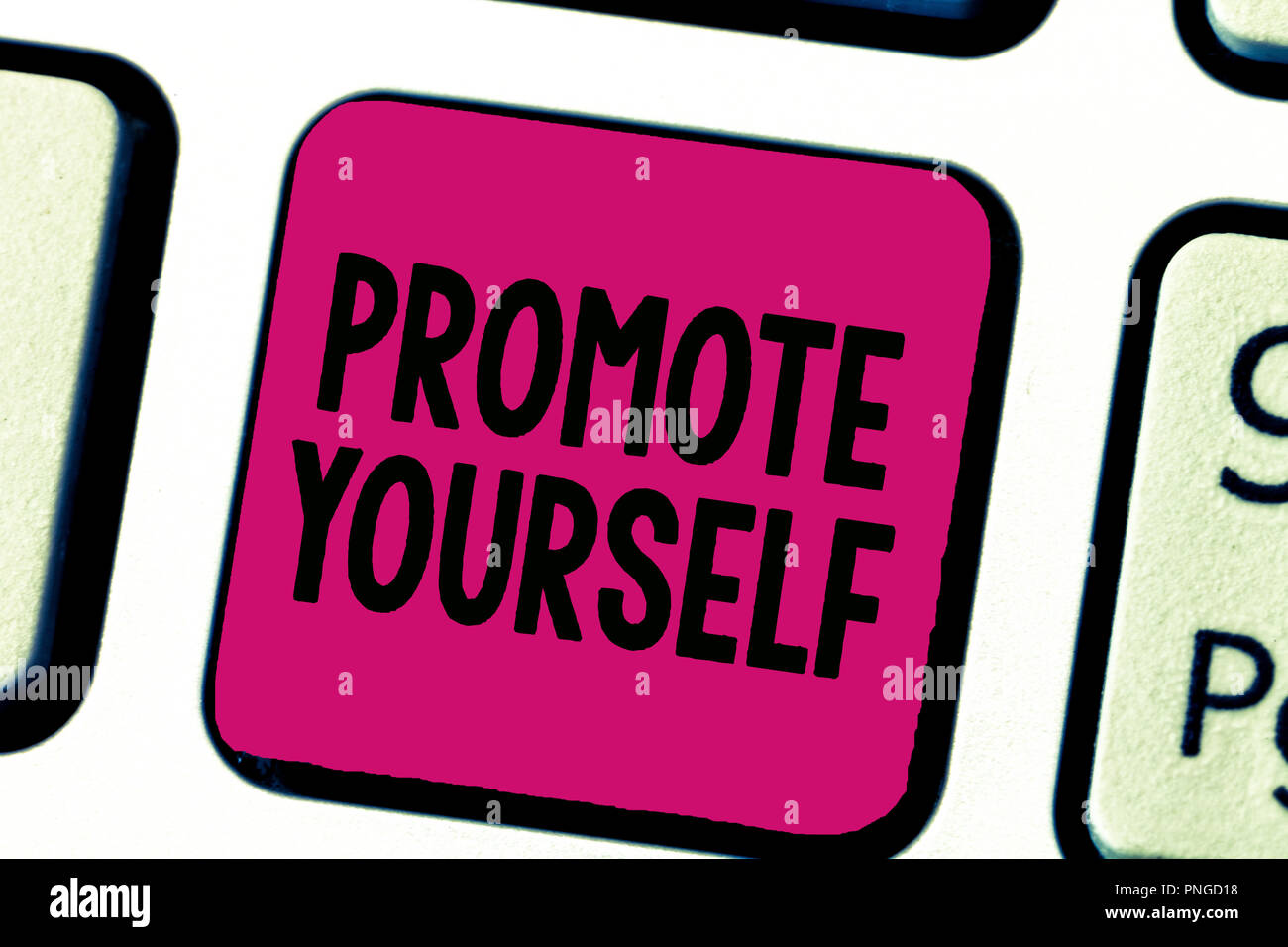 Writing note showing Promote Yourself. Business photo showcasing market ...