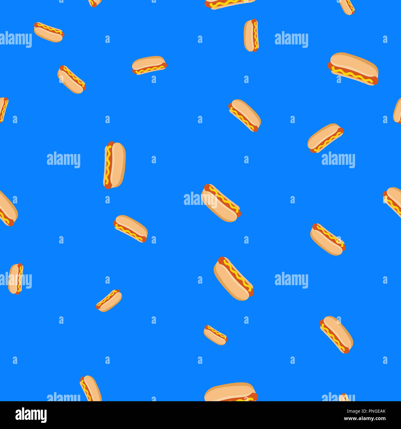 Hot dog pattern seamless. illustration. Light blue background Stock ...