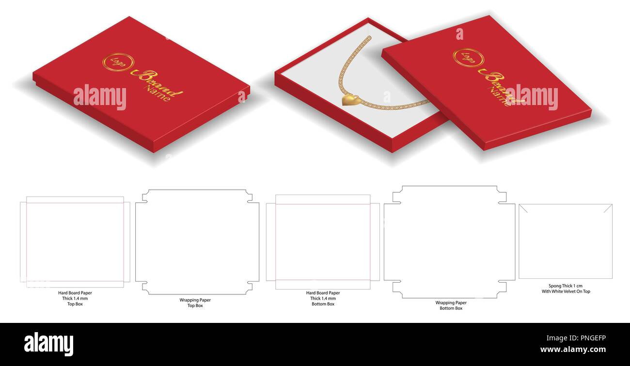 hard board paper rigid box 3d mockup with dieline Stock Vector Image ...