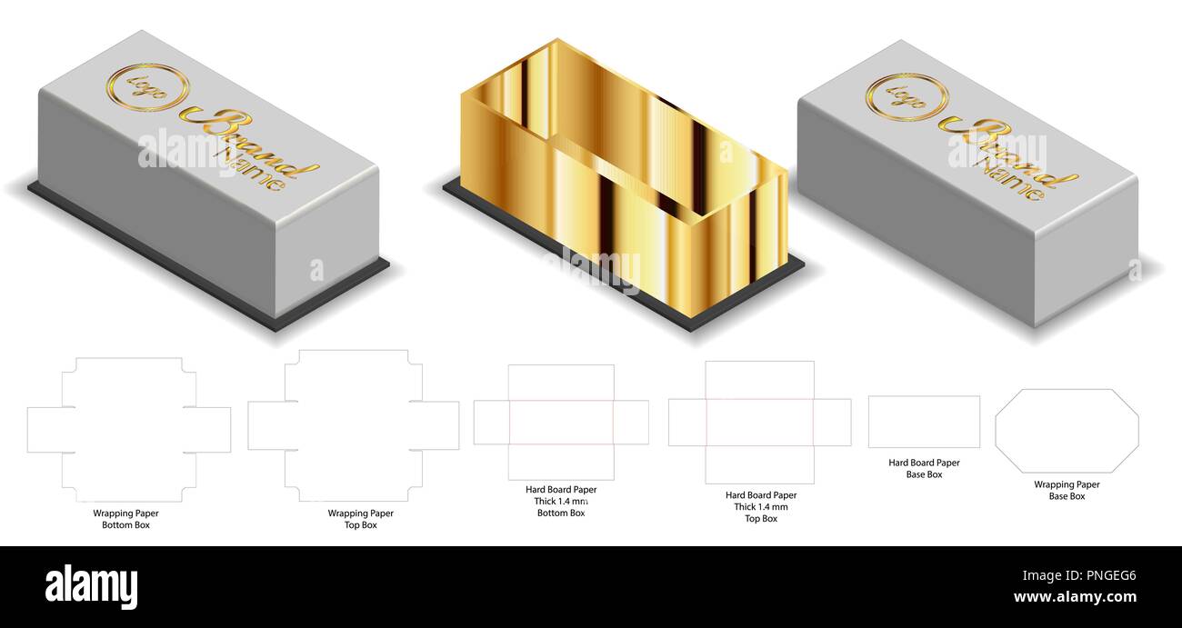 hard board paper rigid box 3d mockup with dieline Stock Vector Image ...