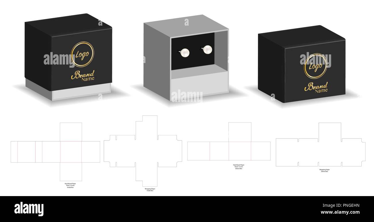 Rigid Sleeve box die cut mock up template vector Stock Vector Image ...