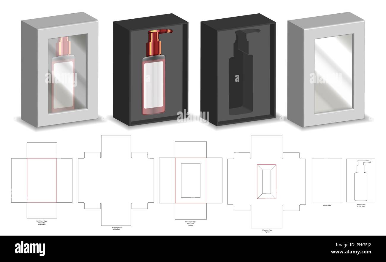 hard board paper rigid box 3d mockup with dieline Stock Vector Image ...