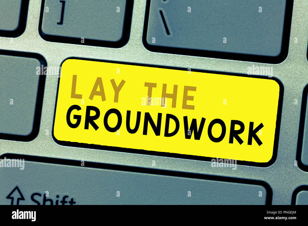 Text sign showing Lay The Groundwork. Conceptual photo Preparing the ...