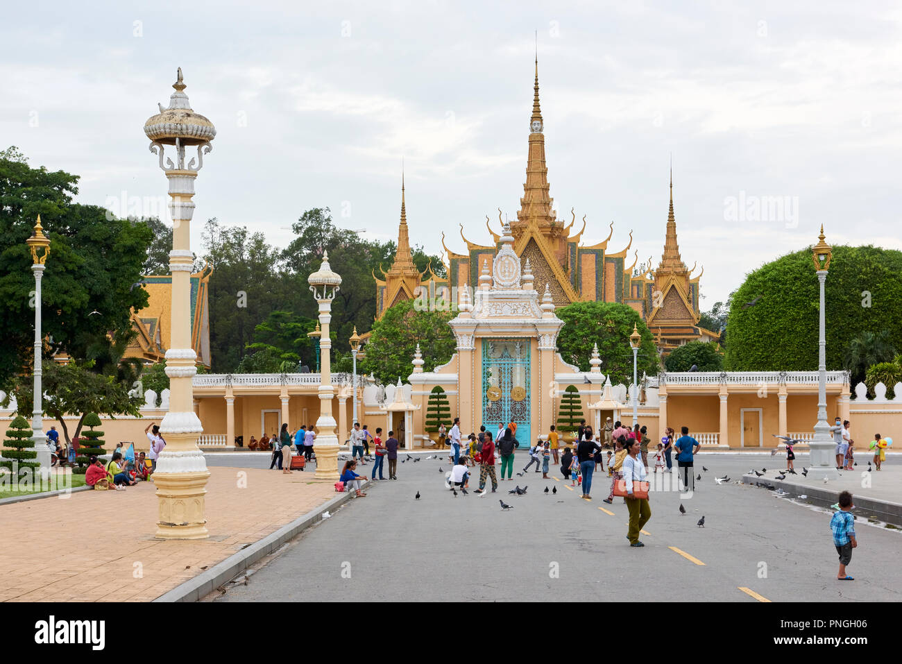 Main gates to the Royal Palace complex in Phnom Penh, Cambodia. The ...