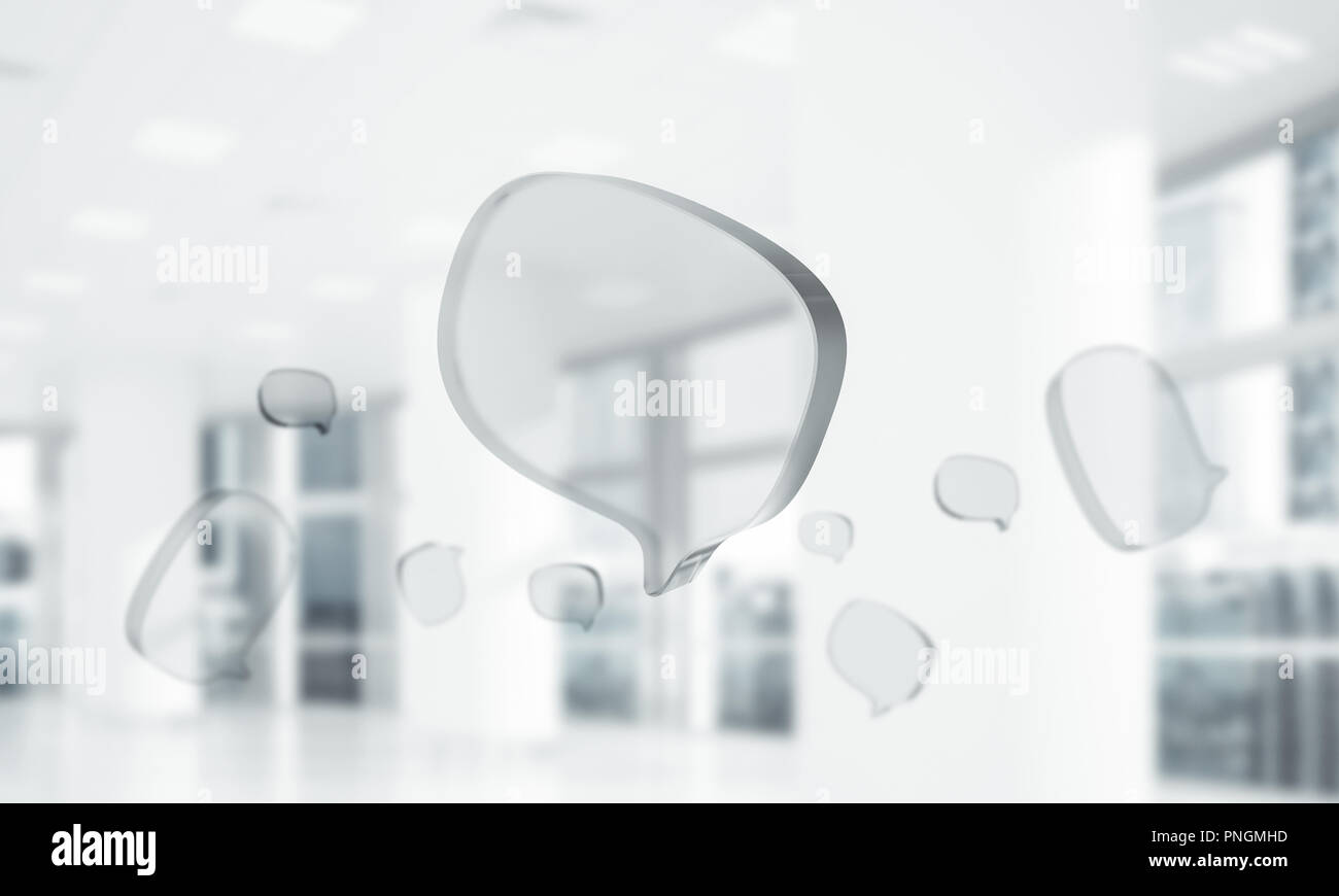 Concept of communication by glass empty chat icon on office back Stock ...