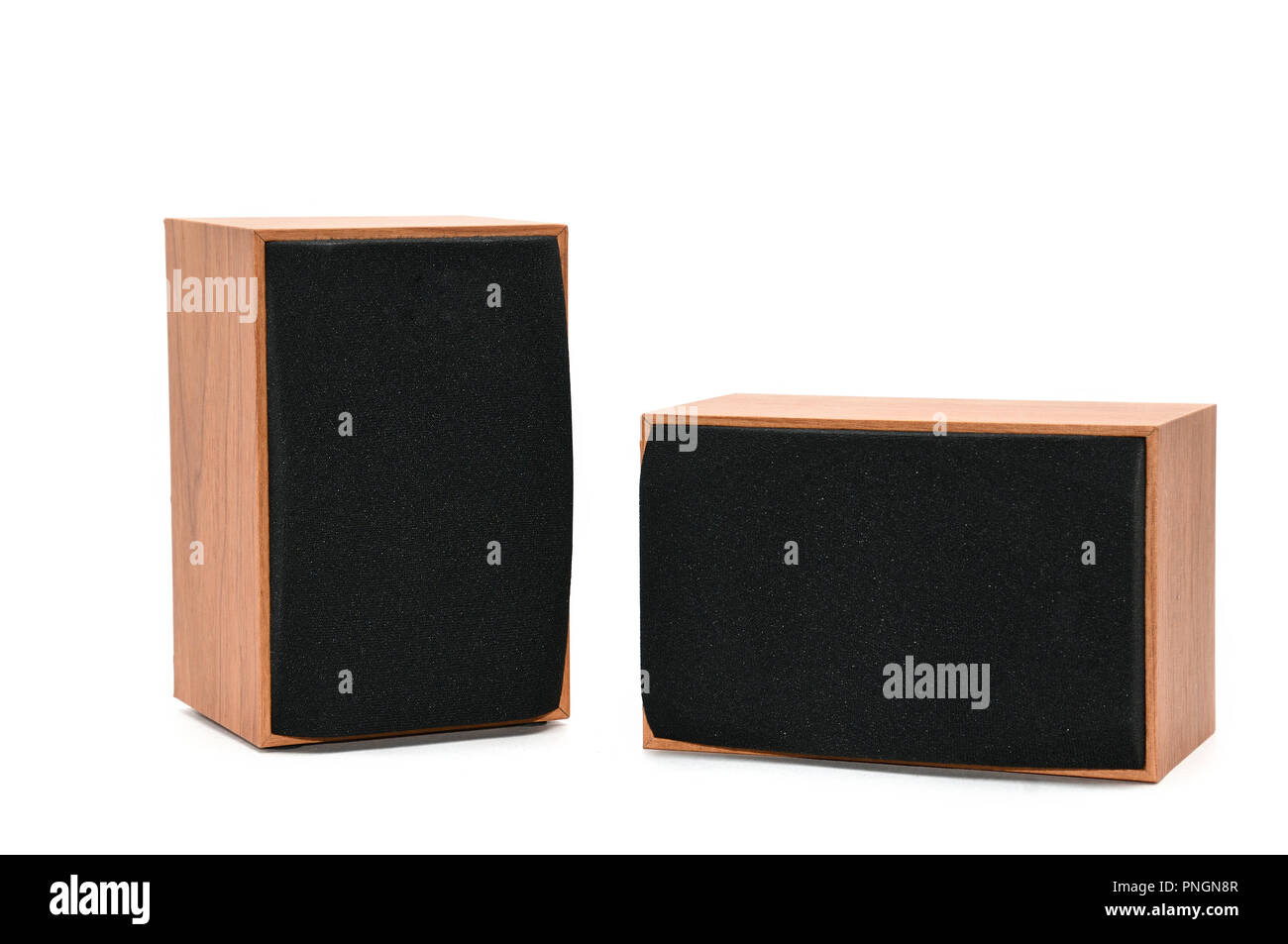 Speakers for listening to sound on a white background Stock Photo - Alamy