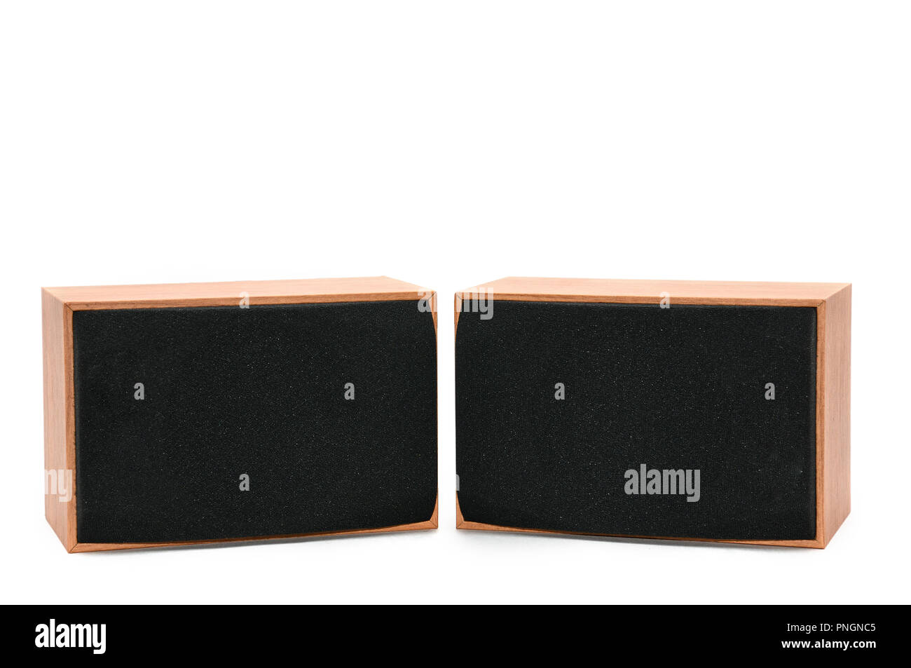 Speakers for listening to sound on a white background Stock Photo - Alamy